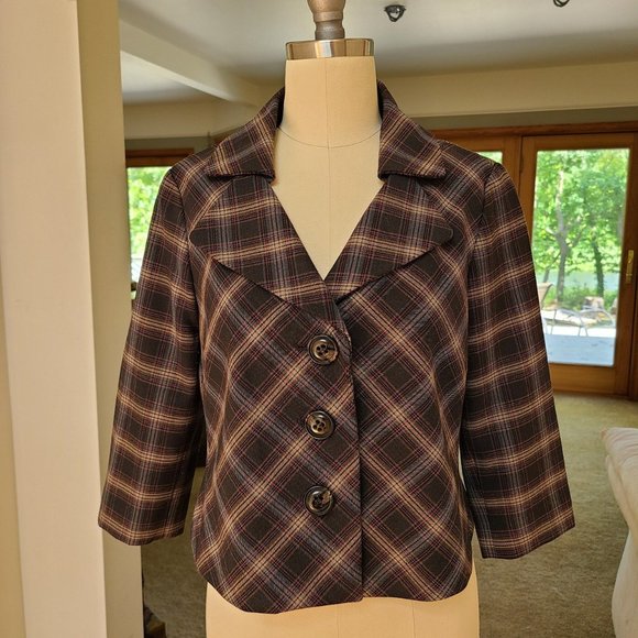 Nine West | Jackets & Coats | Nine West Plaid Cropped Jacket | Poshmark